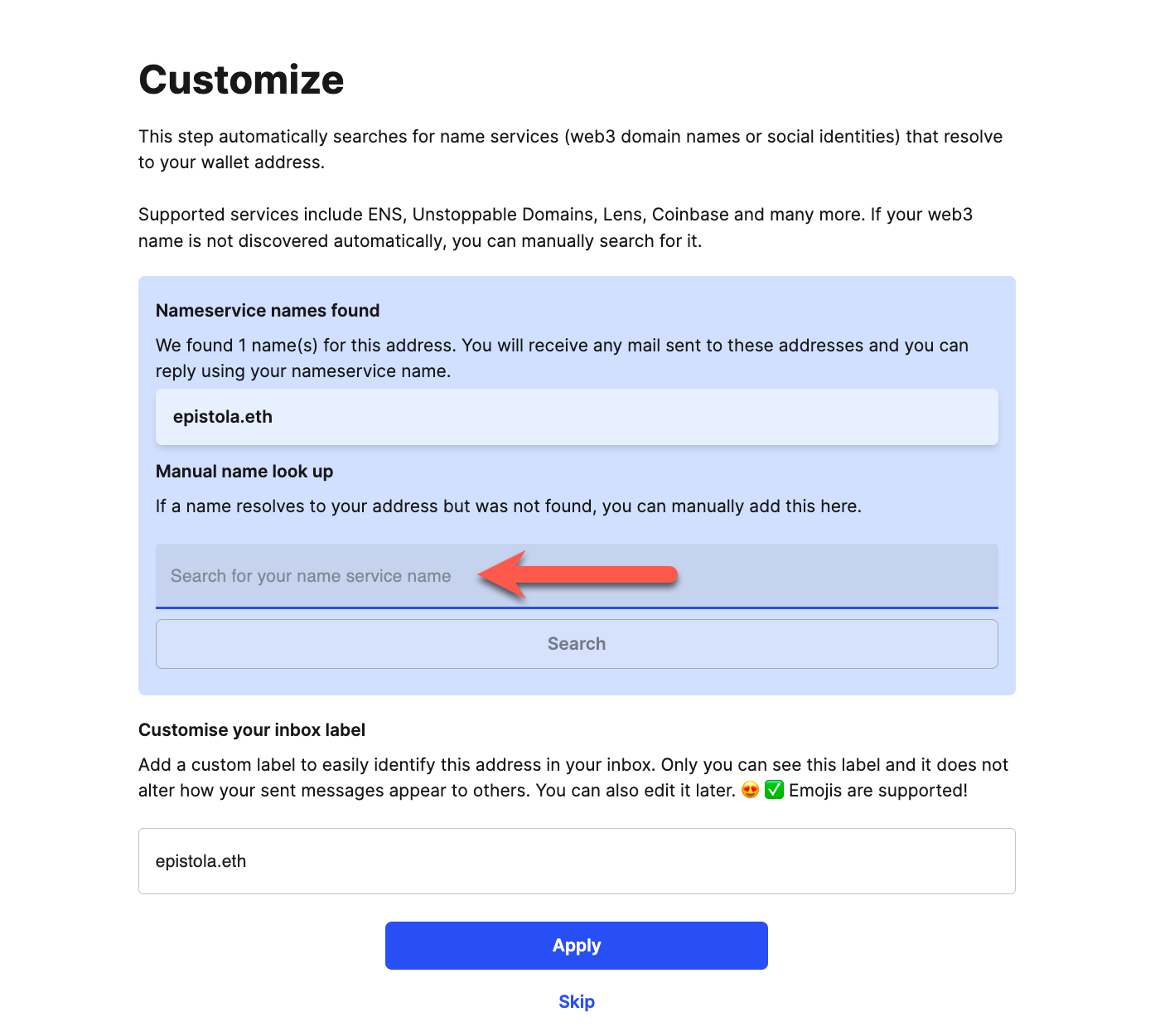 Getting Started with ENS | Mailchain Docs